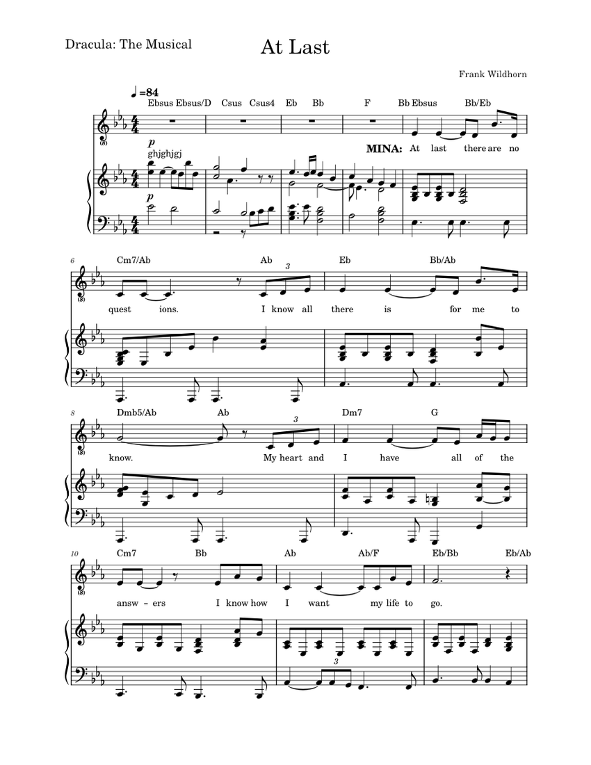 At Last – Frank Wildhorn Sheet Music for Piano, Vocals (Piano-Voice ...
