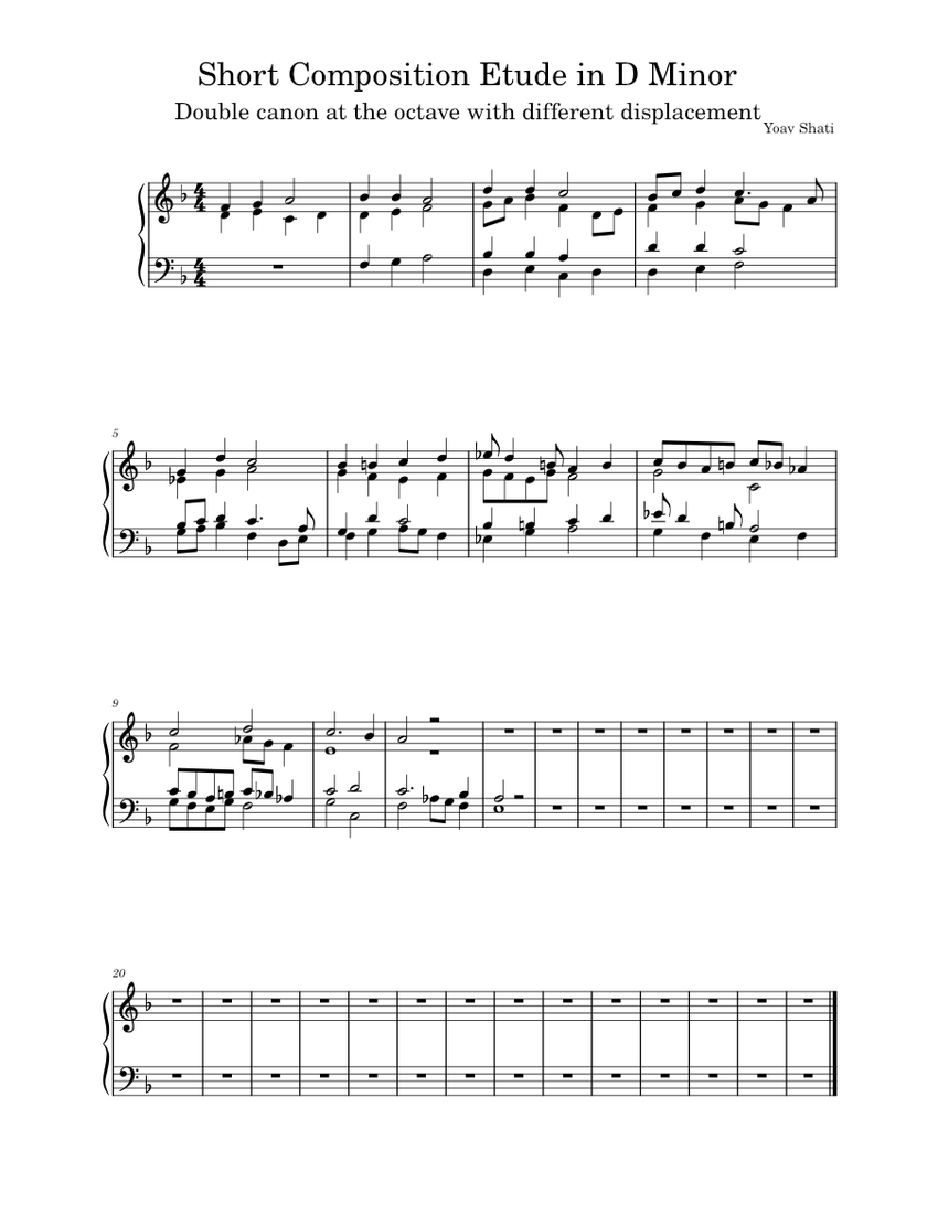 Short Composition Etude in D Minor - unfinished Sheet music for Piano ...