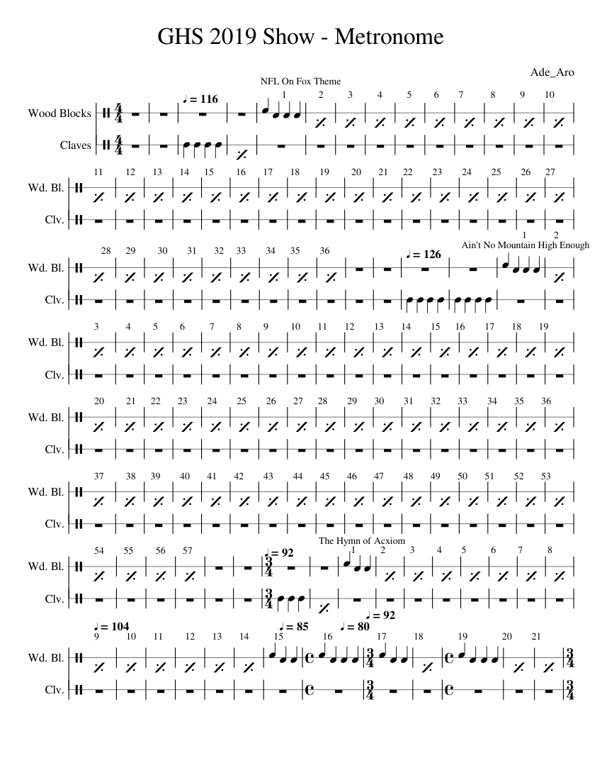 GHS 2019 Show - Metronome Sheet music for Woodblock, Claves (Percussion ...