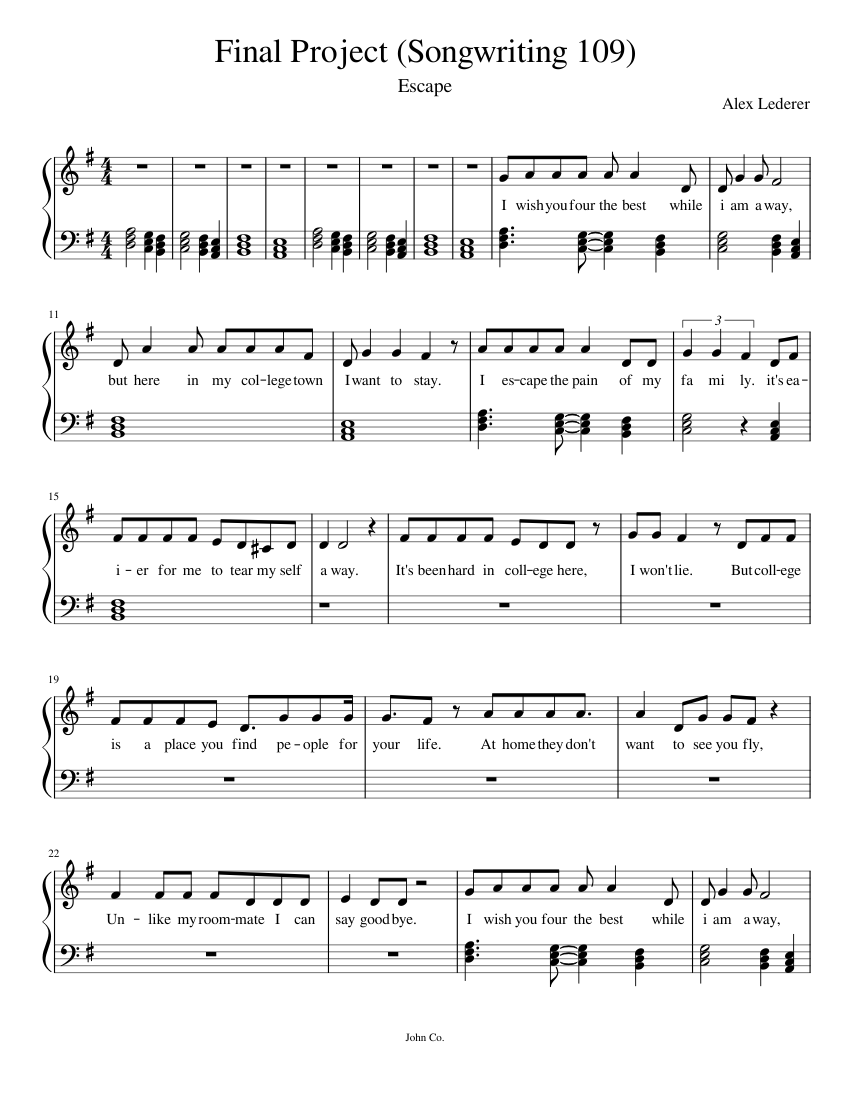 Escape Sheet music for Piano (Solo) Easy | Musescore.com