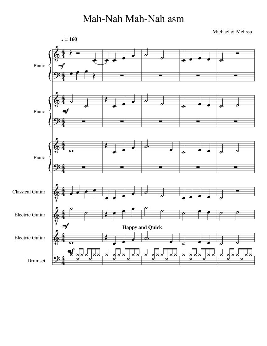 Mah-Nah Mah-Nah asm Sheet music for Piano, Guitar, Drum group (Mixed ...