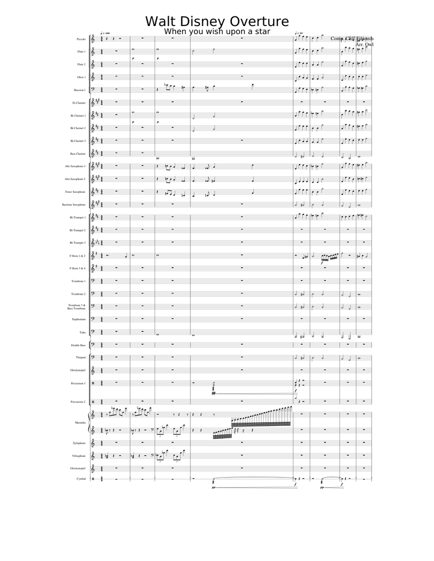 Walt Disney Overture | Concert Band Sheet Music for Trombone, Euphonium ...