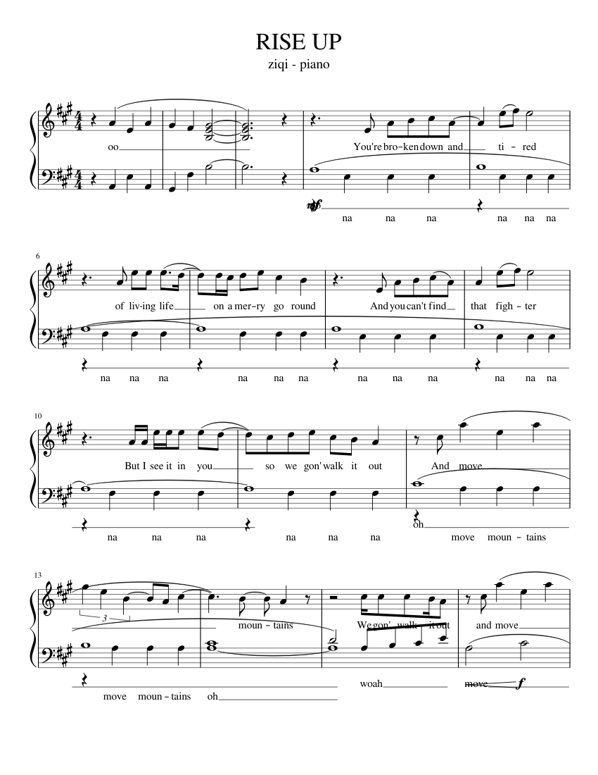 RISE UP Sheet Music for Piano (Solo) easy | MuseScore.com