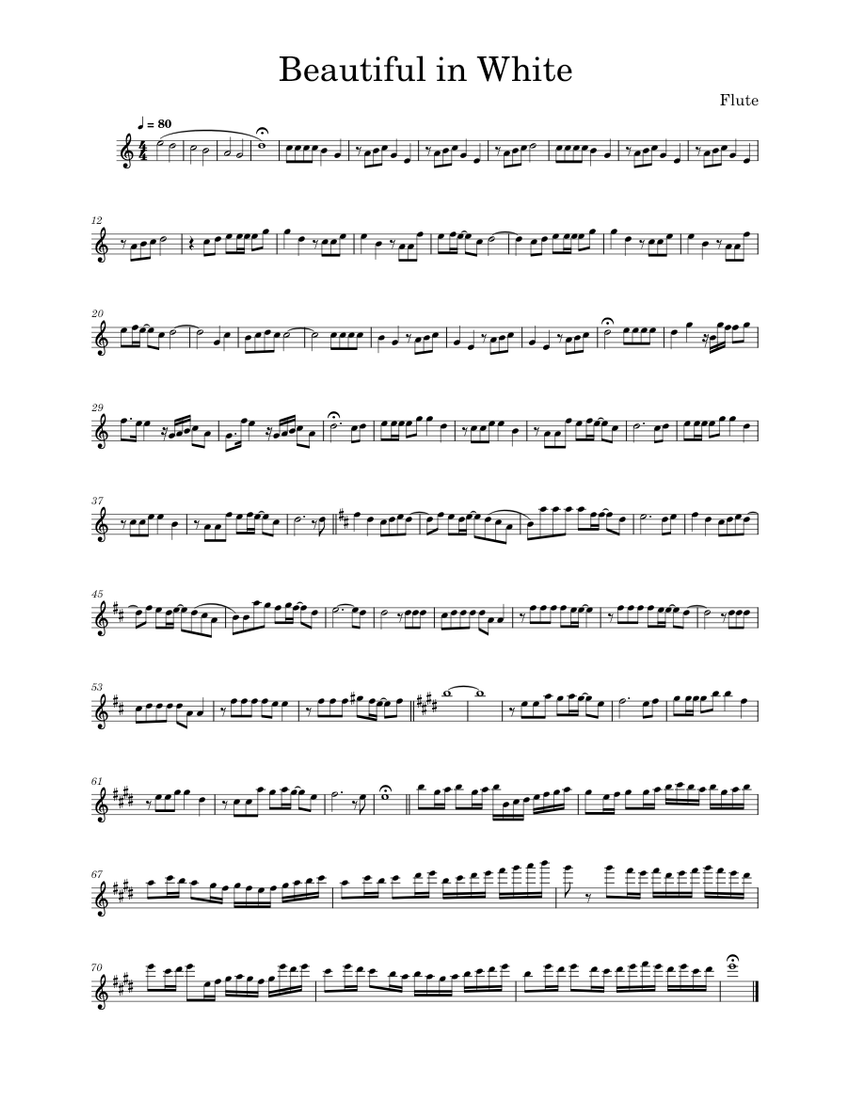 Beautiful in White (Flute Ver.) Sheet music for Flute (Solo ...