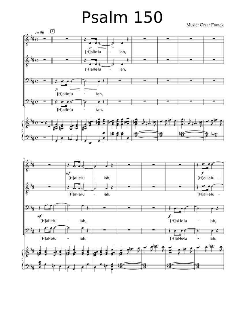 FRM315 Psalm 150-Franck-TTBB-PAR Sheet music for Piano, Tenor, Baritone horn, Harmonica (Mixed ...