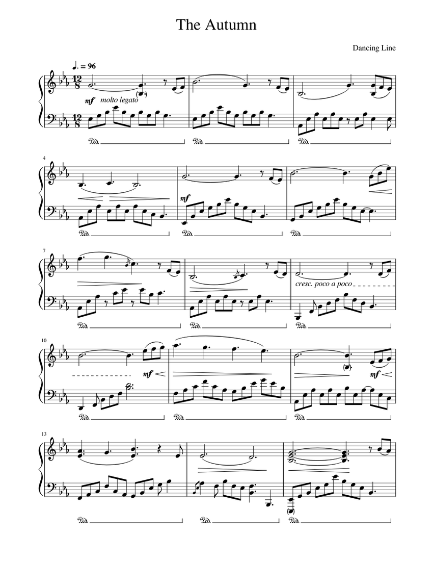 The Autumn (Extended Version) – Dancing Line Sheet Music for Piano ...