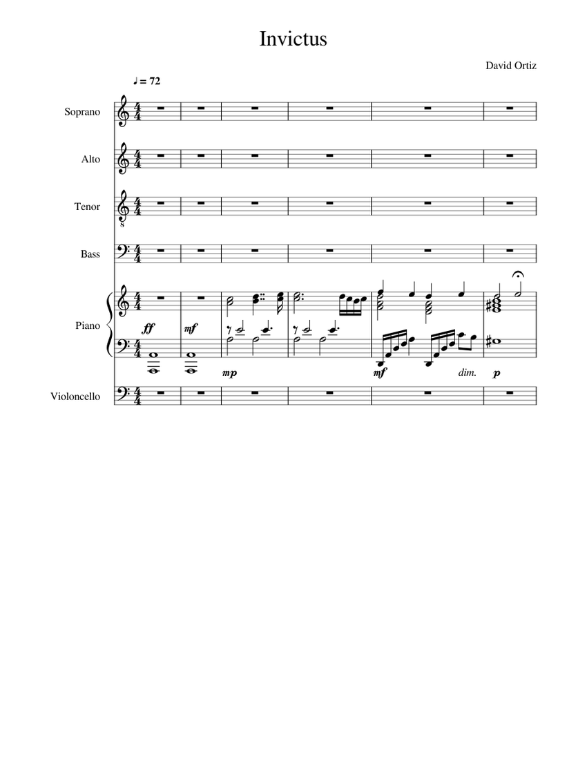 Invictus Sheet Music for Piano, Soprano, Alto, Tenor & more instruments ...