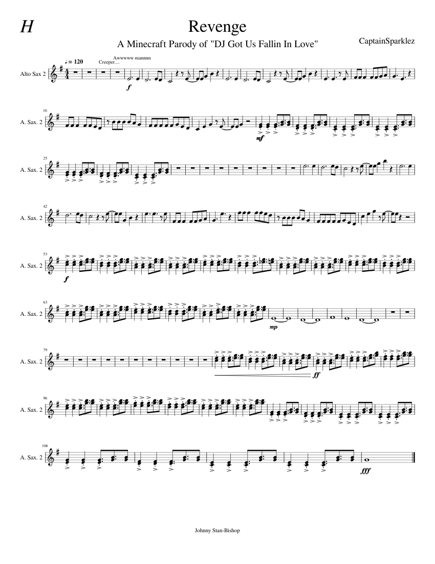 Revenge Minecraft Alto Sax 2 - piano tutorial