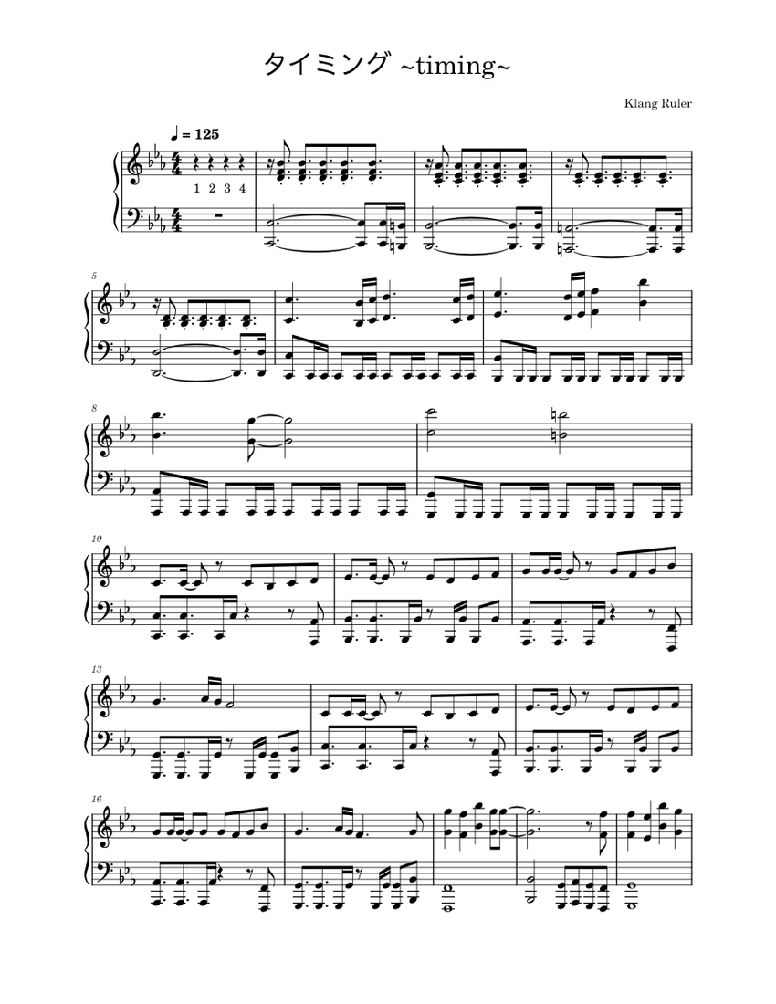 タイミング ~timing~ – Klang Ruler タイミング ~timing~ Sheet Music for Piano (Solo ...
