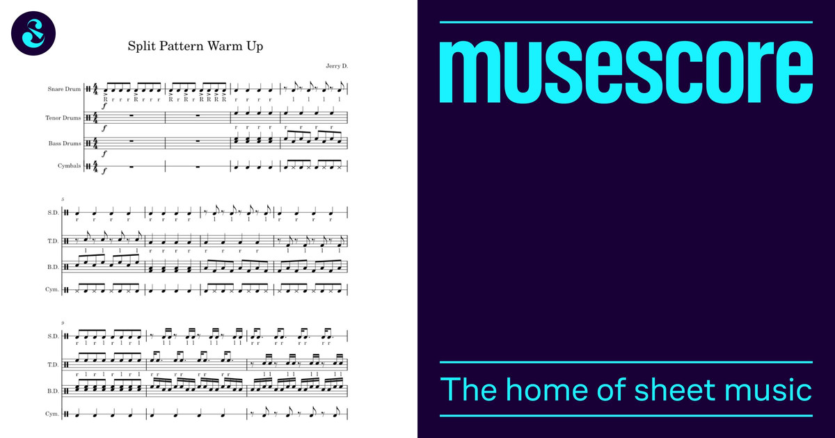 Drumline Split Pattern Warmup Sheet Music for Tuba, Synthesizer, Trumpet other (Mixed Quartet ...