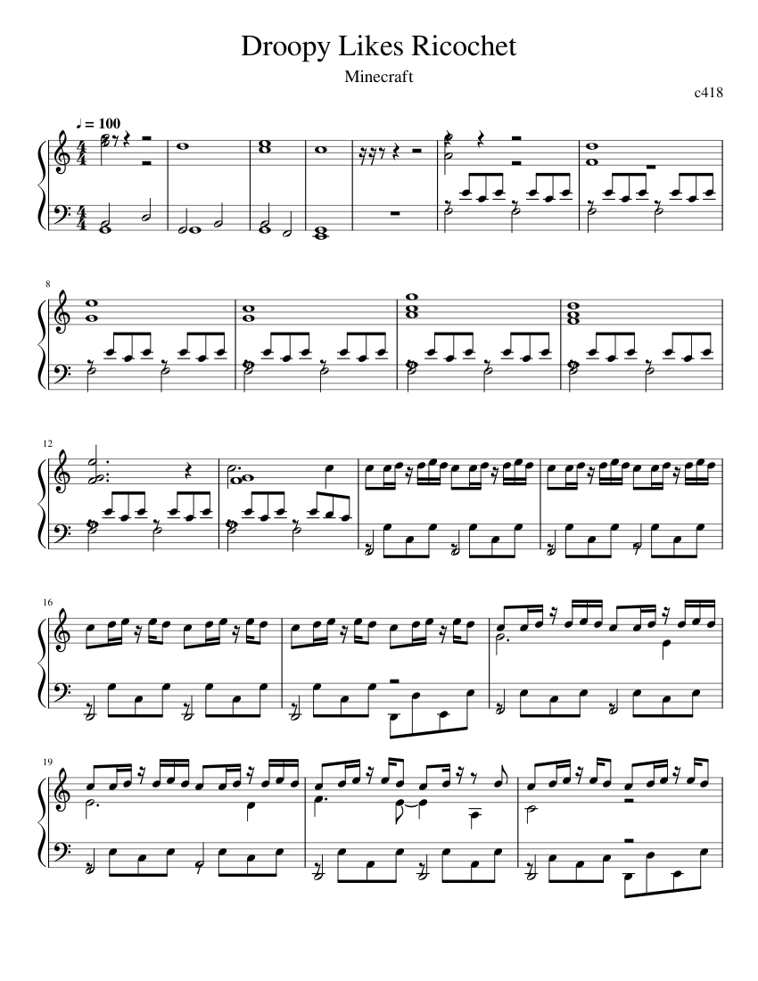Droopy Likes Ricochet Sheet Music for Piano (Solo) | MuseScore.com