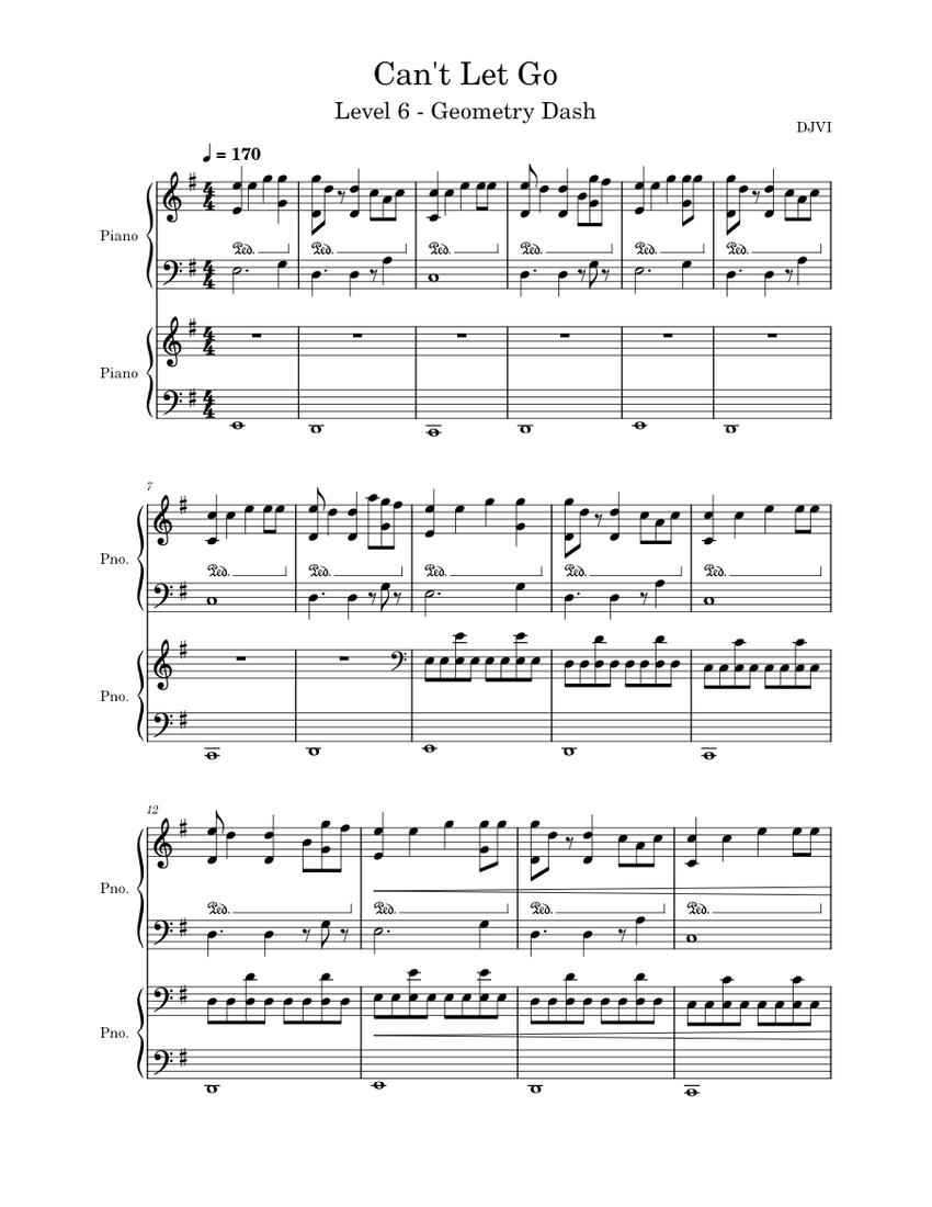 Can't Let Go – DJVI Can't Let Go - DJVI - Level 6 - Geometry Dash Sheet ...