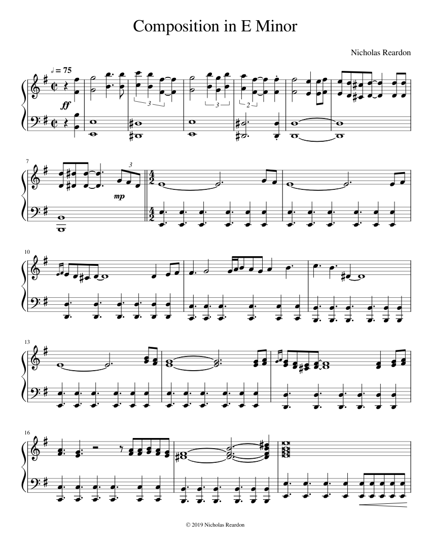 E Minor Sheet music for Piano (Solo) | Musescore.com