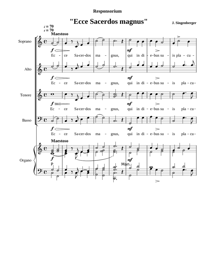 Ecce Sacerdos magnus - Johann Baptist Singenberger Sheet Music for ...