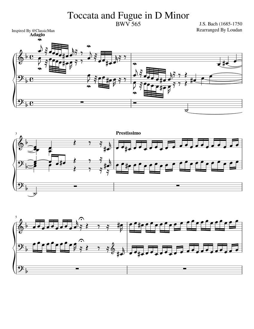 J.S. Bach - Toccata and Fugue in D Minor Sheet music for Organ (Solo ...