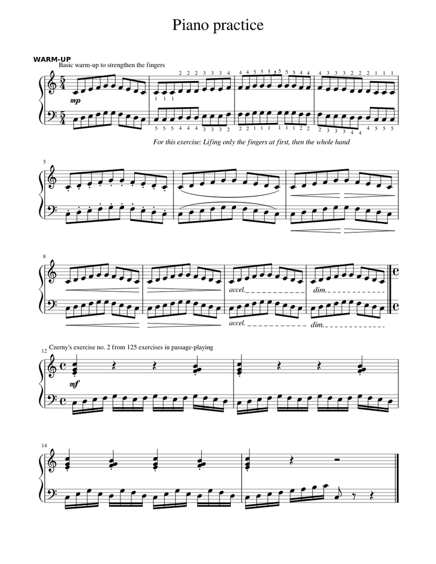 Piano practice Sheet music for Piano (Solo) | Musescore.com