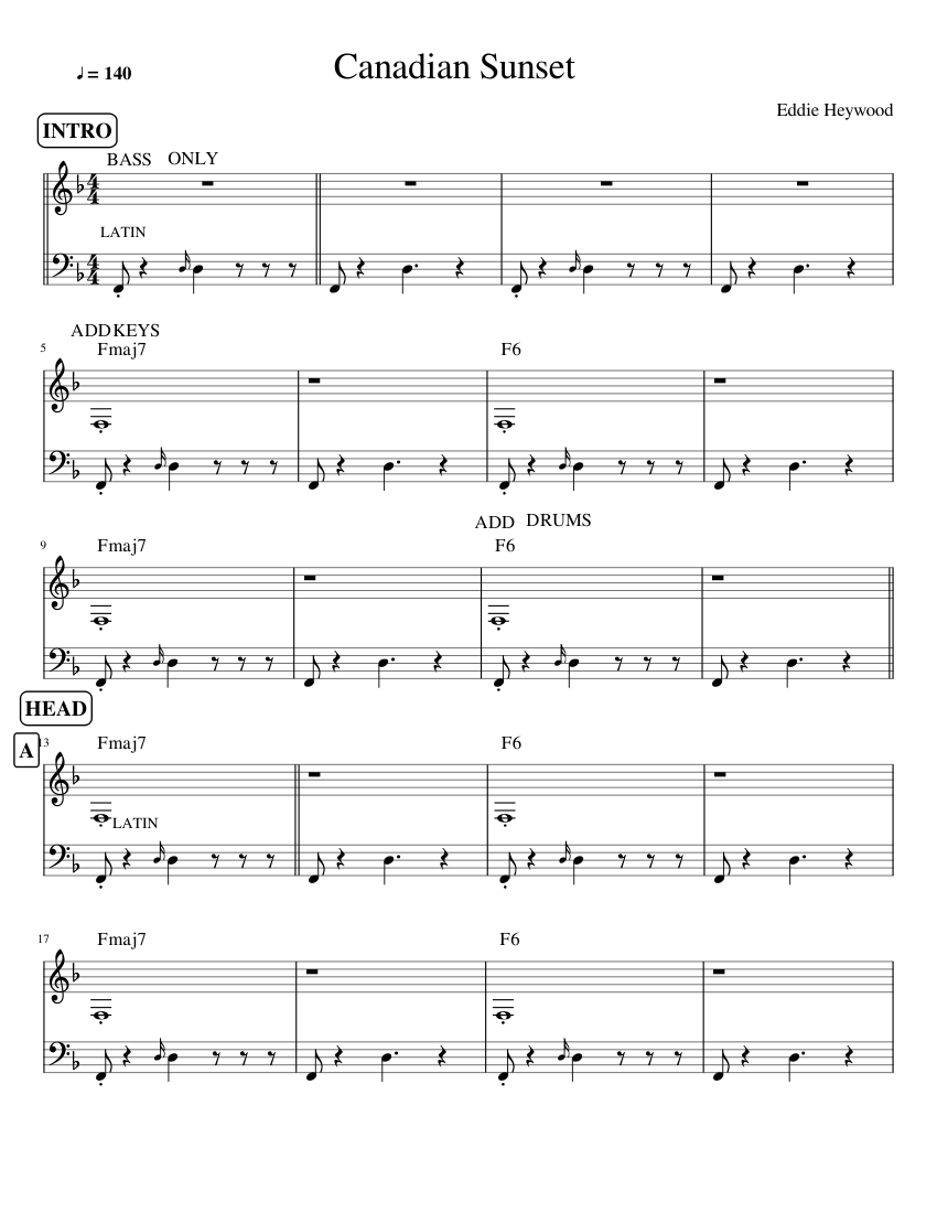 Canadian Sunset Sheet Music for Piano (Solo) Easy | MuseScore.com
