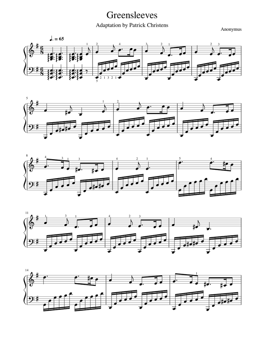Greensleeves – Misc Traditional Sheet Music for Piano (Solo ...