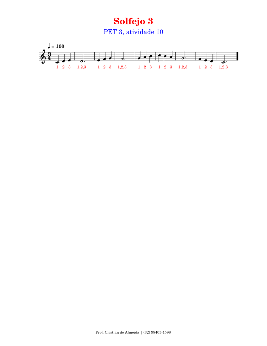 Solfejo 3 - PET3 - Atividade 10 Sheet music for Piano (Solo) Easy ...