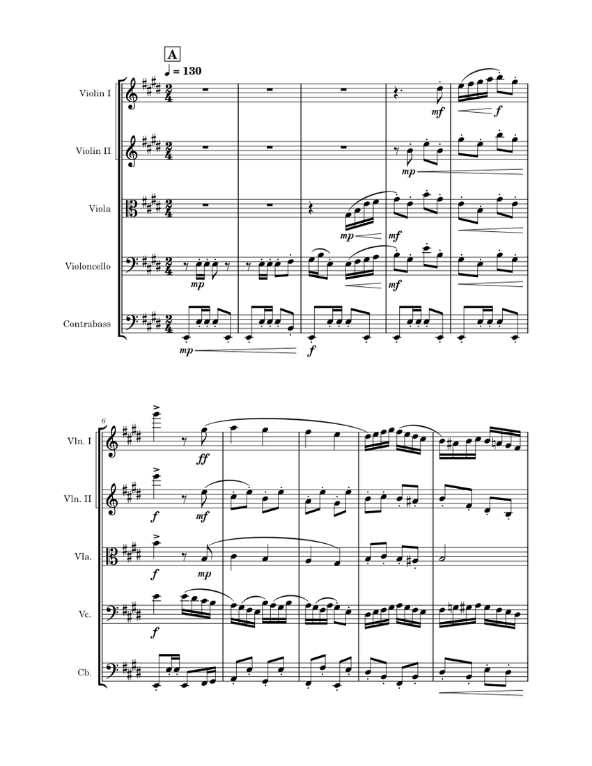 Mini String Quintet (No. 1?) Sheet music for Contrabass, Violin, Viola, Cello (String Quintet ...