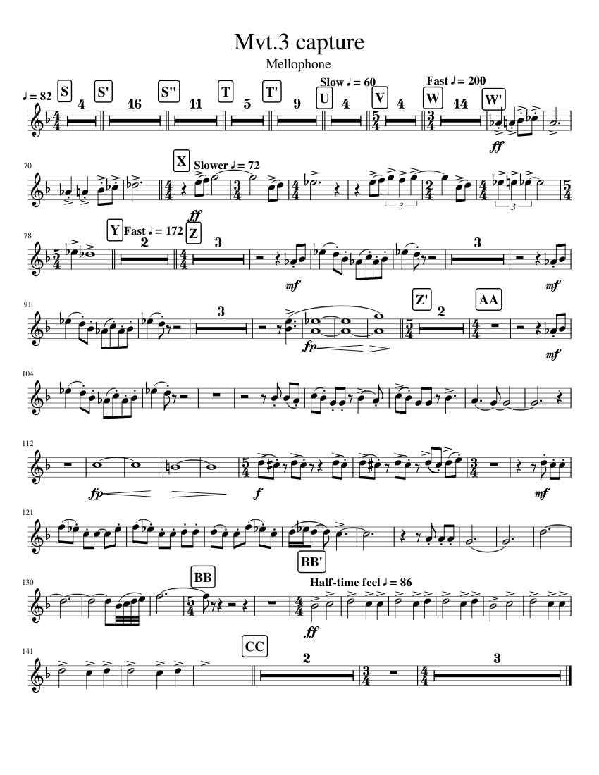 01000100100010 Sheet music for Mellophone (Solo) | Musescore.com