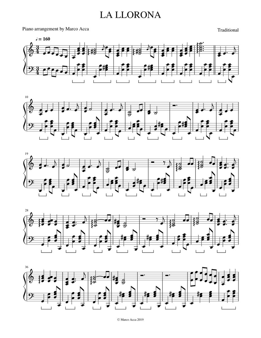 LA LLORONA Sheet music for Piano (Solo) | Musescore.com