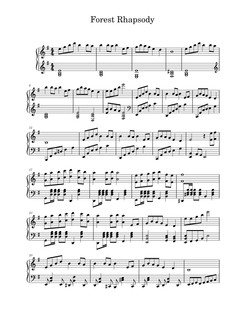 Forest Rhapsody Sheet Music for Piano (Solo) | MuseScore.com