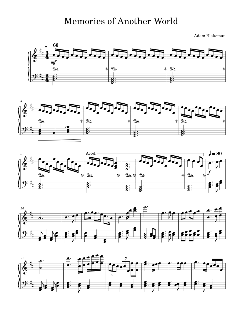 Memories of Another World - Adam Blakeman Sheet music for Piano (Solo ...
