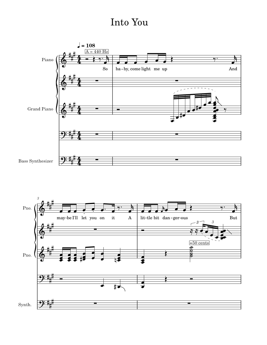 Into You (Collier Harmony) – Ariana Grande Sheet Music for Piano, Bass ...
