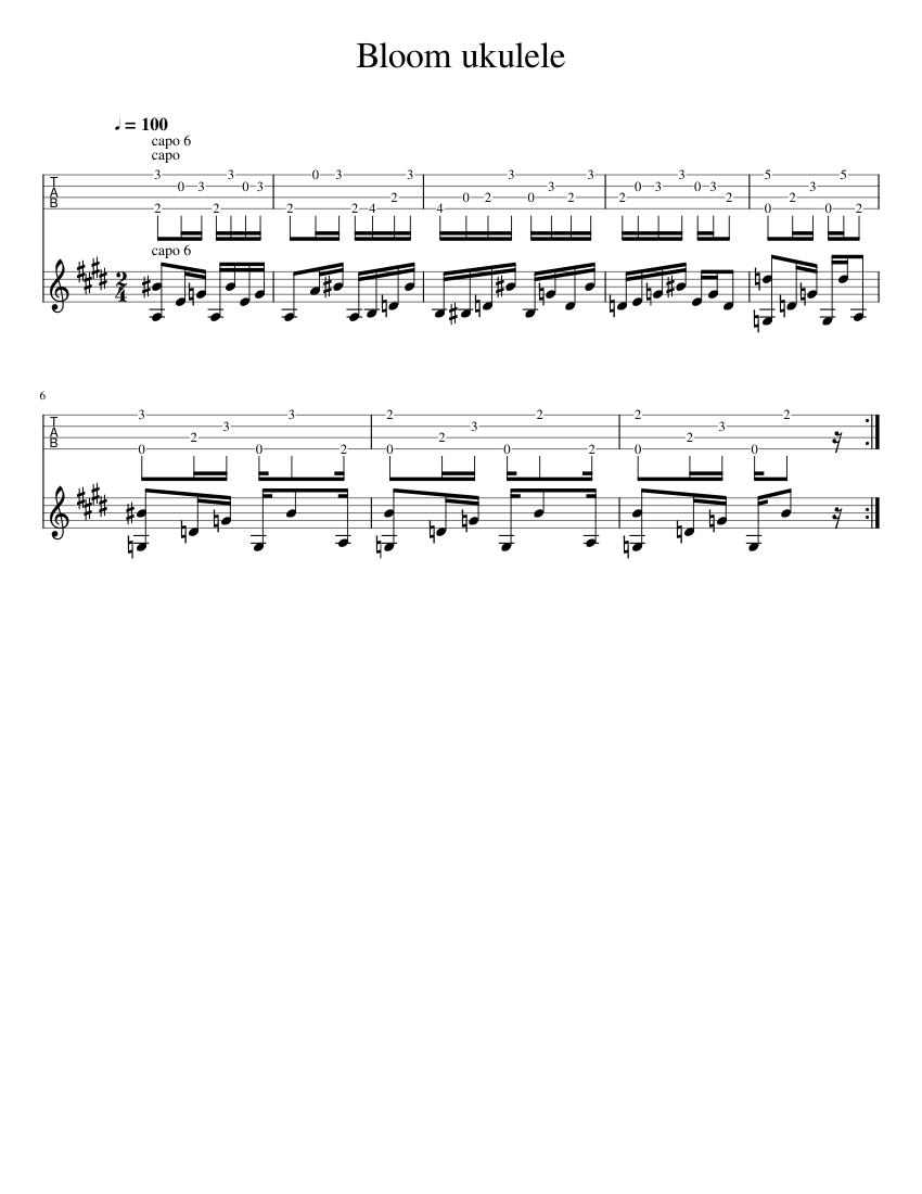 Bloom Tabs for Ukulele Sheet music for Ukulele (Solo) | Musescore.com