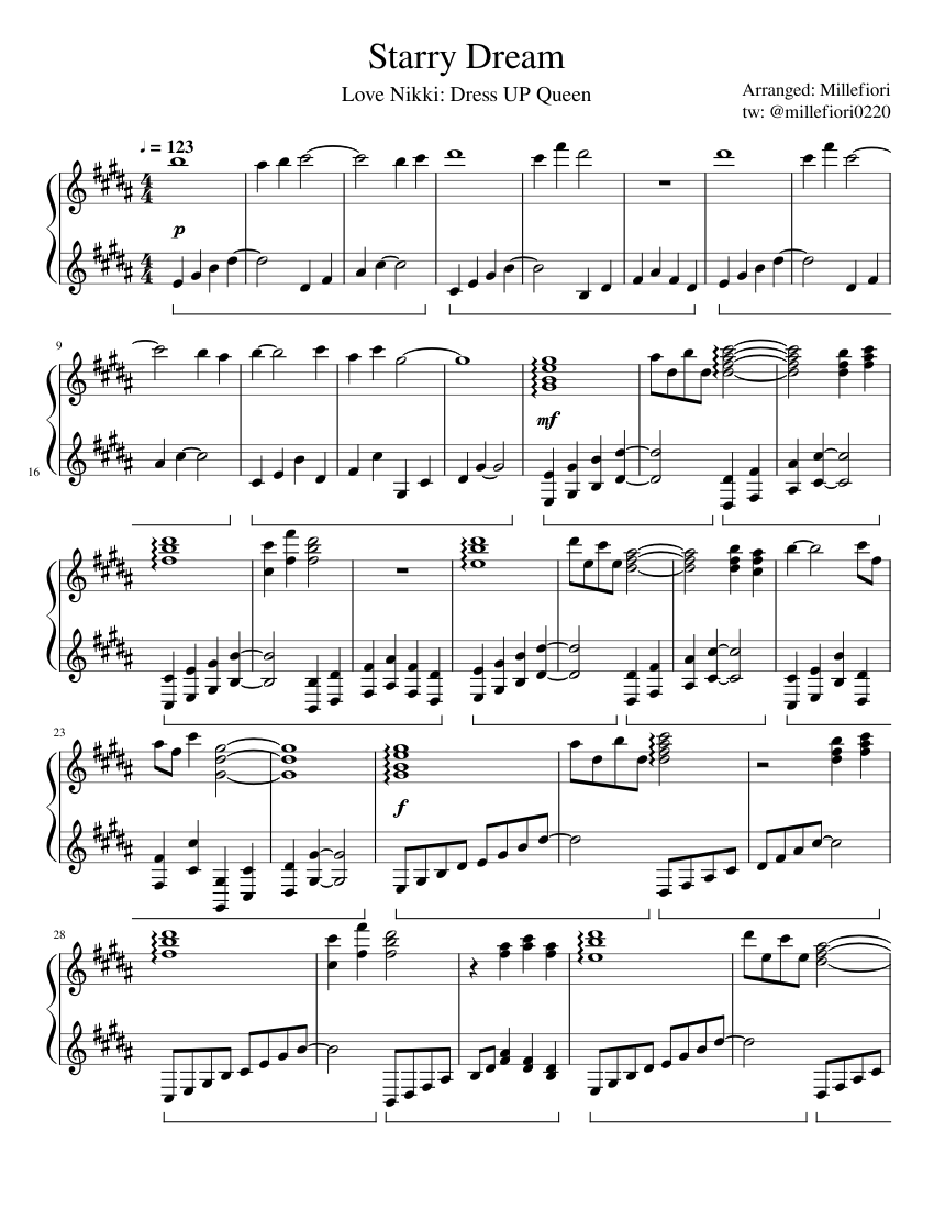 Starry Dream ~ Love Nikki Sheet Music for Piano (Solo) Easy | MuseScore.com