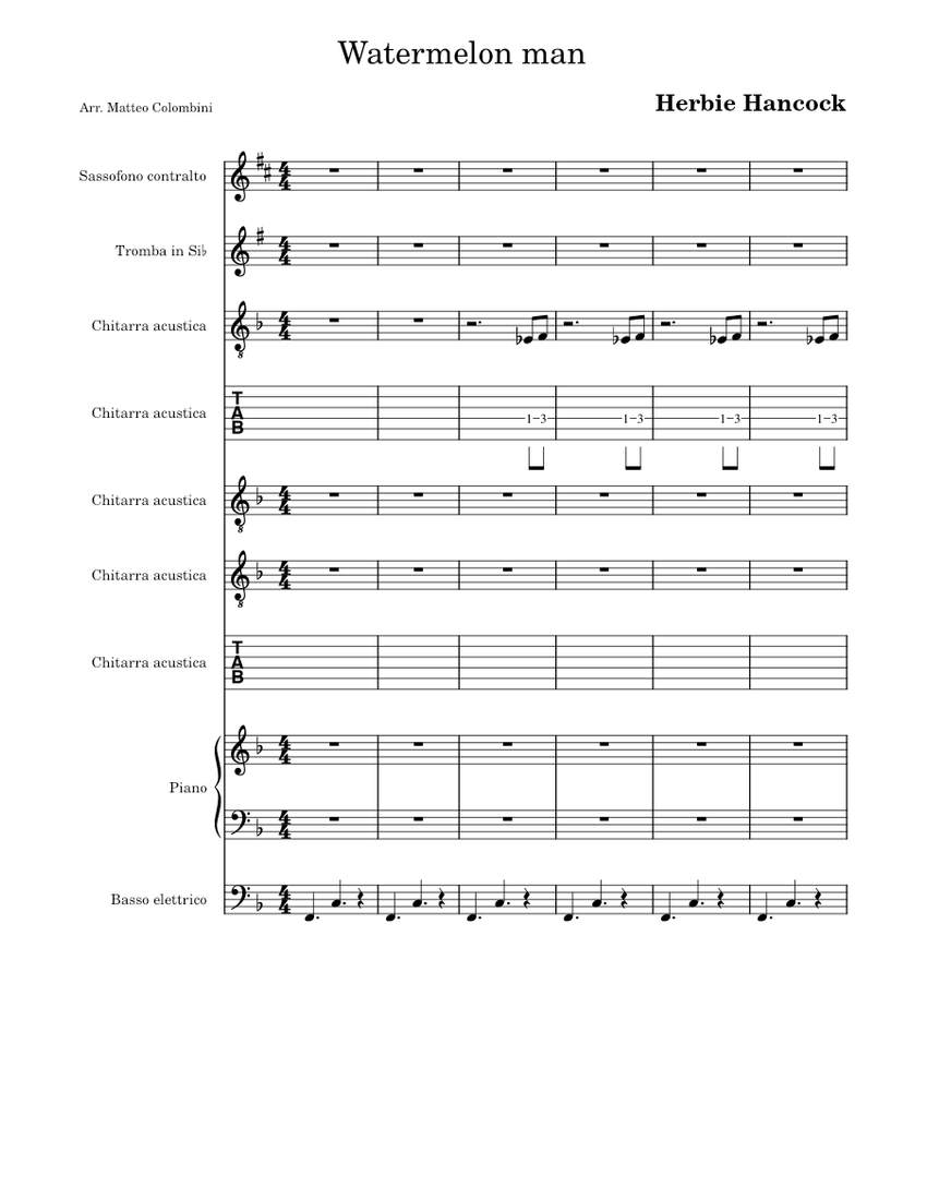 Watermelon man – Herbie Hancock Sheet Music for Piano, Saxophone alto ...