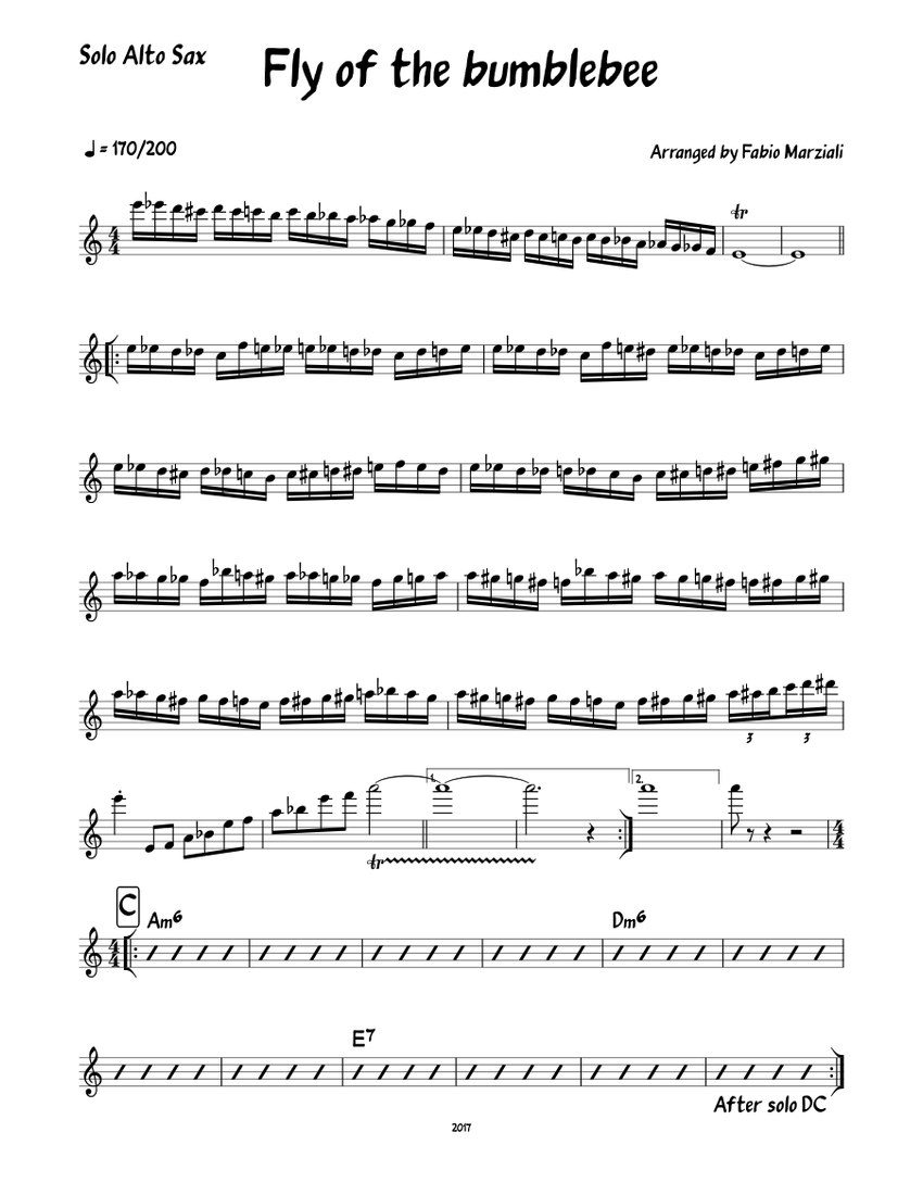 Fly of the bumblebee - Alto Sax Sheet music for Saxophone alto (Solo ...