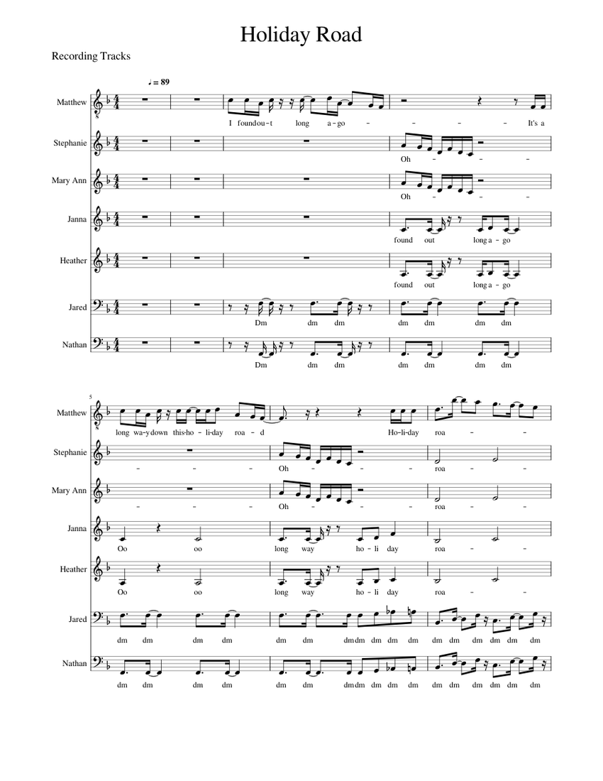 Holiday Road Sheet Music for Piano, Tenor, Bass voice, Baritone & more ...