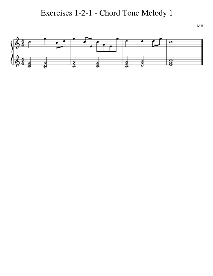 Exercises 1-2-1 - Chord Tone Melody 1 Sheet music for Piano (Solo) Easy ...
