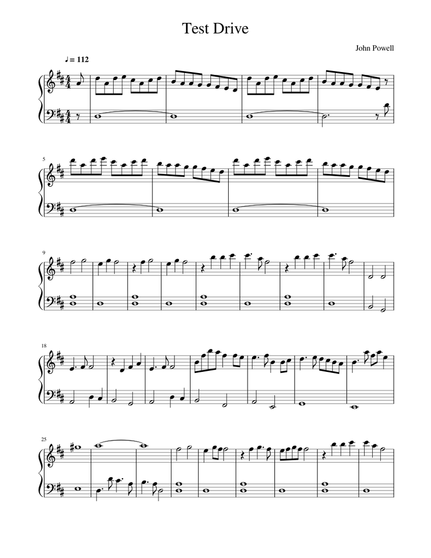 Test Drive Easy Sheet Music for Piano (Solo) | MuseScore.com