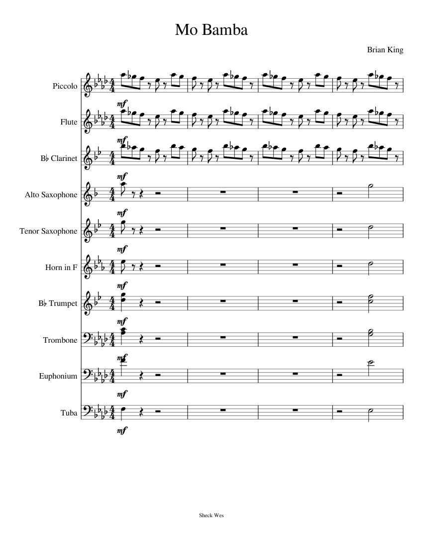 Mo Bamba Sheet music for Trombone, Euphonium, Tuba, Flute piccolo ...