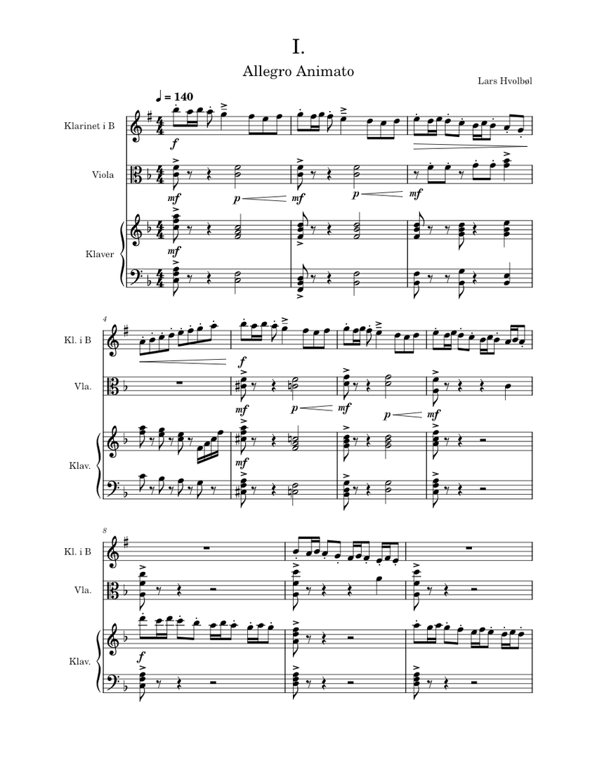 Trio for Viola, Clarinet and Piano - 1st movement, Allegro Animato ...