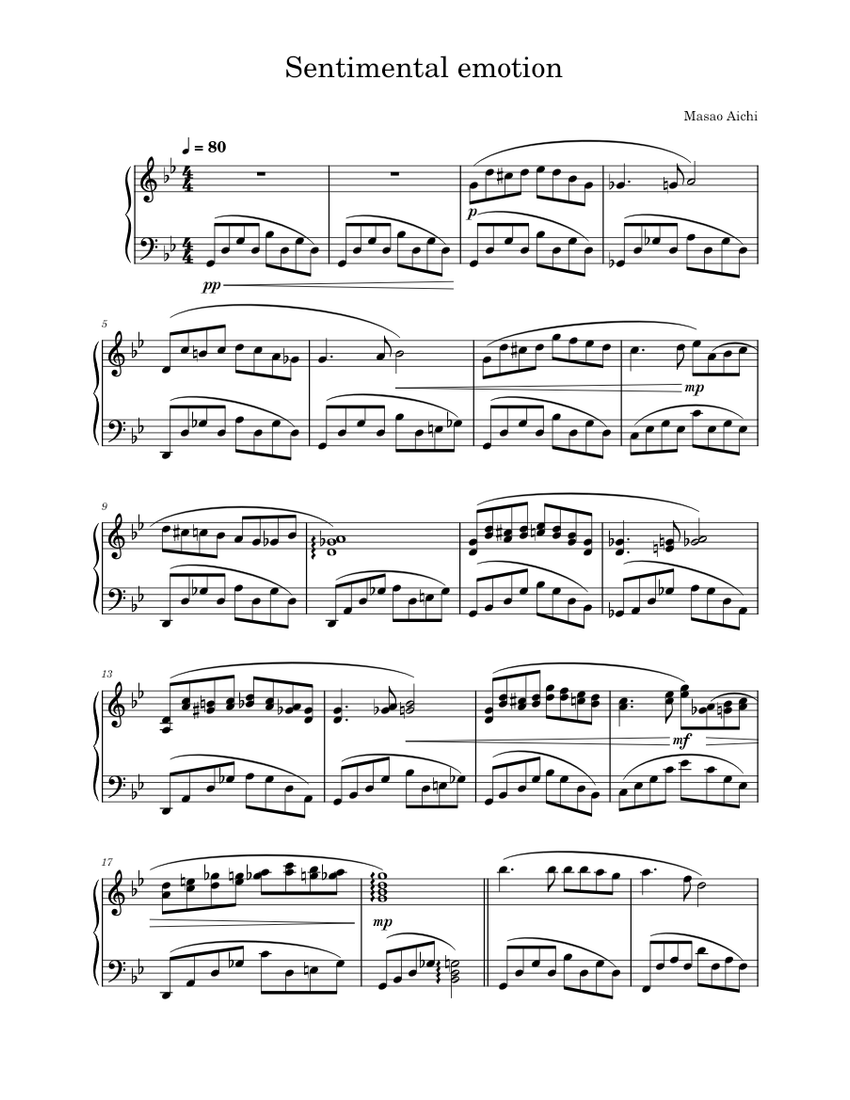Sentimental emotion Sheet music for Piano (Solo) | Musescore.com