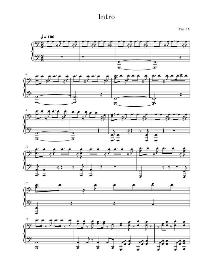 Intro – The xx Sheet music for Piano (Solo) Easy | Musescore.com