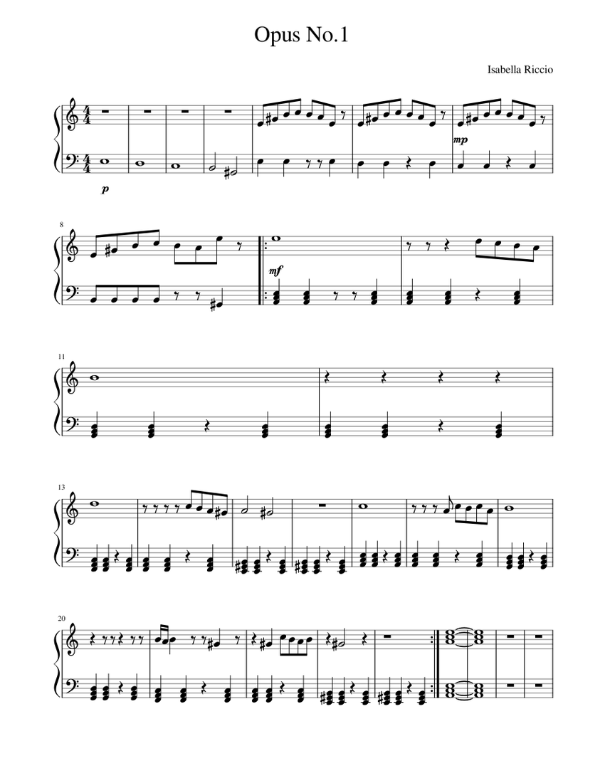 Opus No. 1 Sheet music for Piano (Solo) Easy | Musescore.com