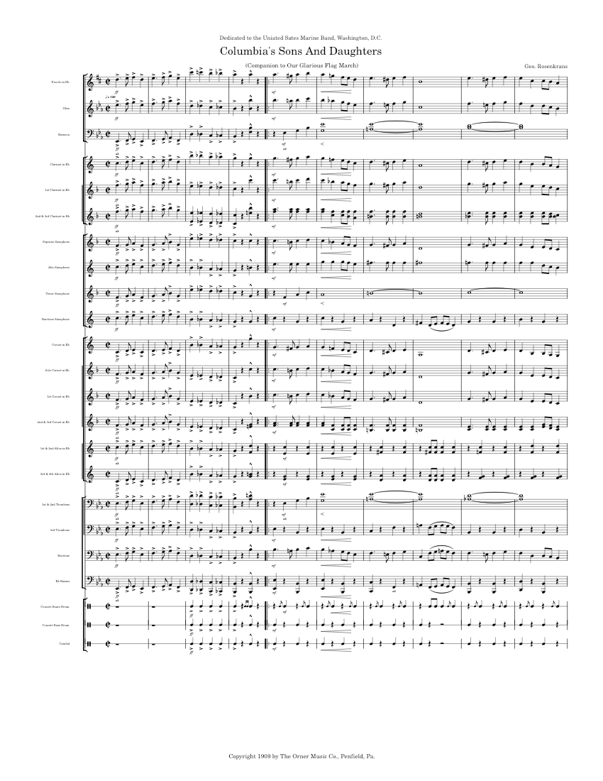 Columbia's Sons And Daughters – George Rosenkrans Sheet Music for ...