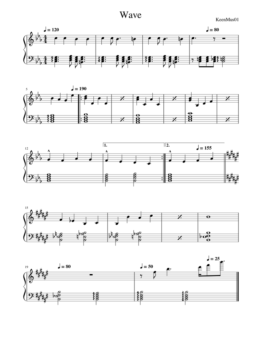 Wave Sheet music for Piano (Solo) Easy | Musescore.com