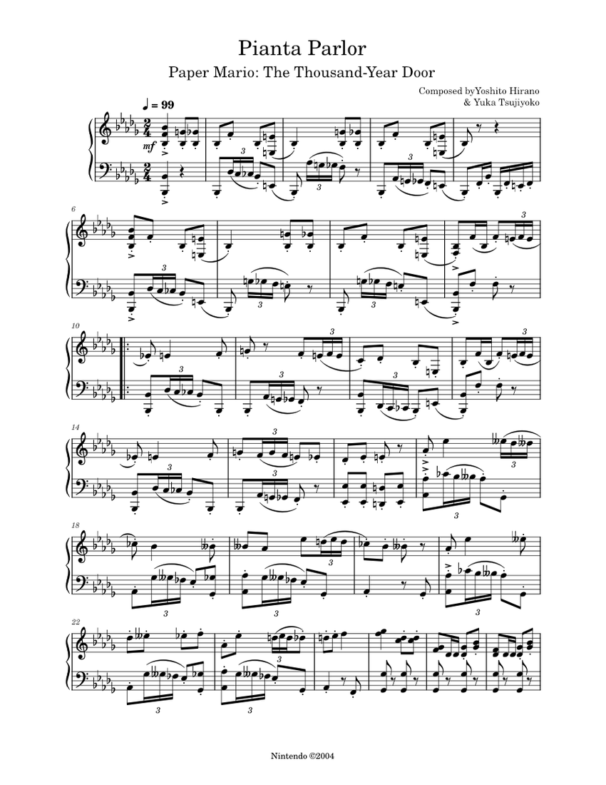 Pianta Parlor from Paper Mario: The Thousand Year Door Sheet Music for ...