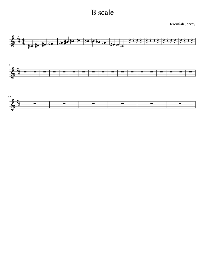 B scale Sheet music for Clarinet in b-flat (Solo) | Musescore.com