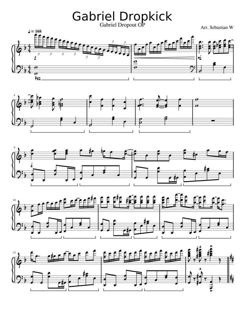 Gabriel Dropkick - Gabriel Dropout OP - piano tutorial