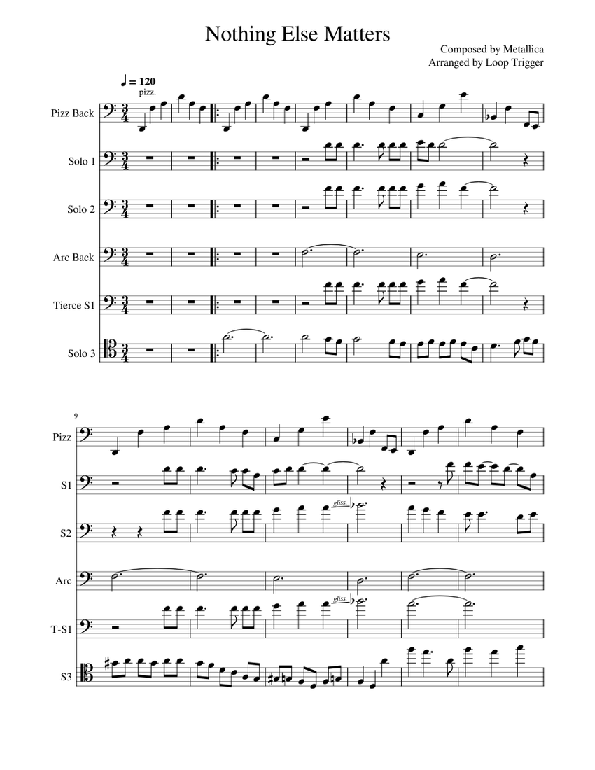 Nothing else matters – Metallica (Cello Loop Station) Sheet Music for ...