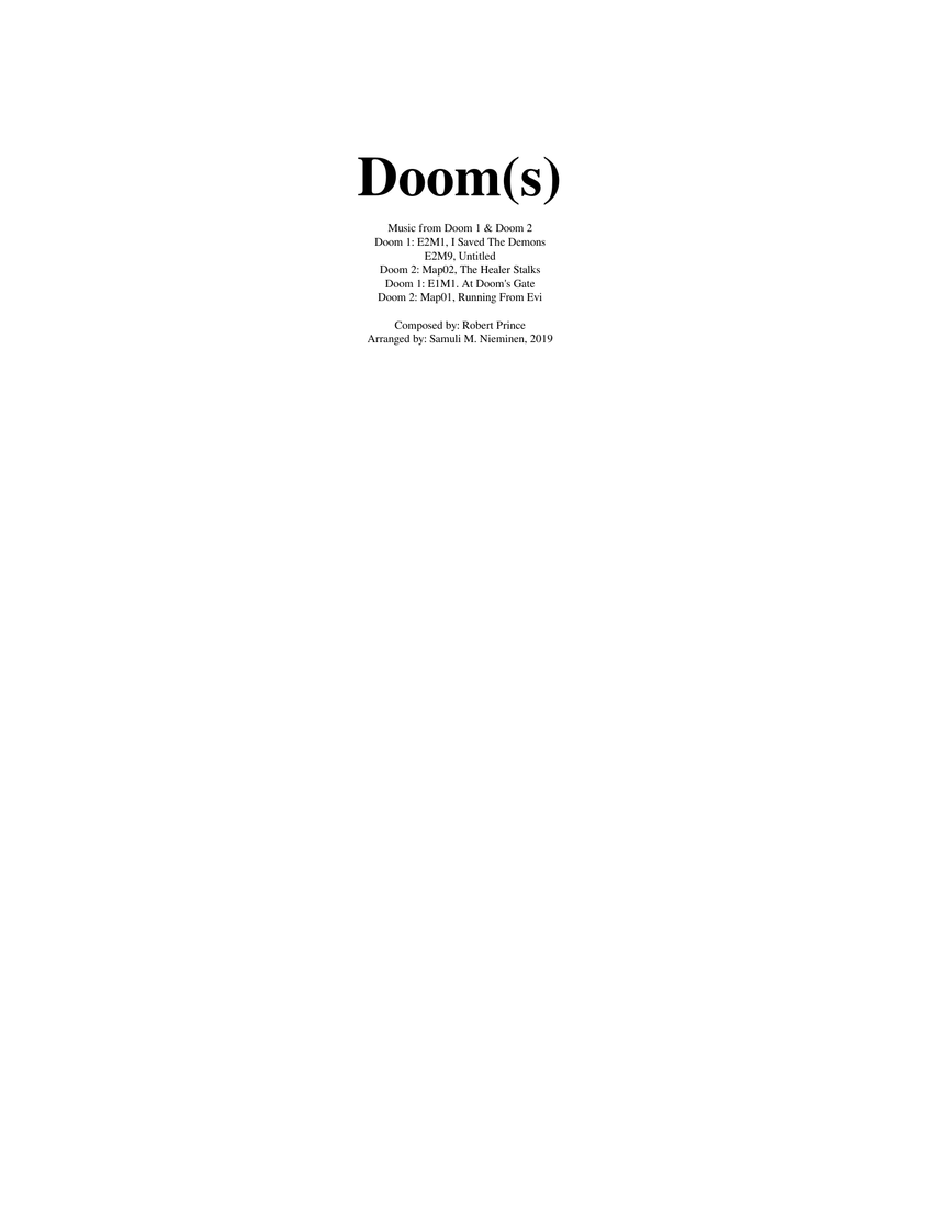 Doom! Sheet Music for Trombone, Tuba, Trombone bass, Flute piccolo ...