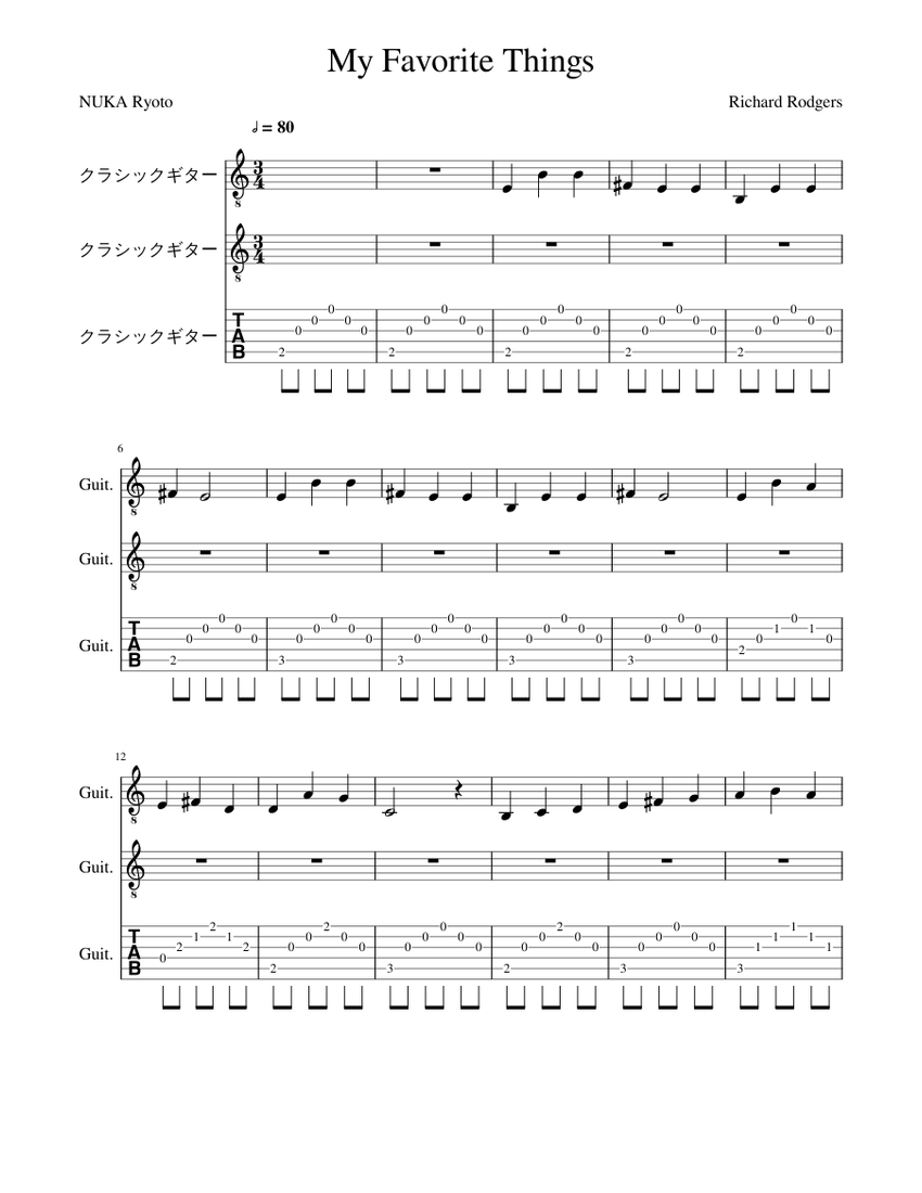 My Favorite Things Sheet music for Guitar (Mixed Trio) | Musescore.com