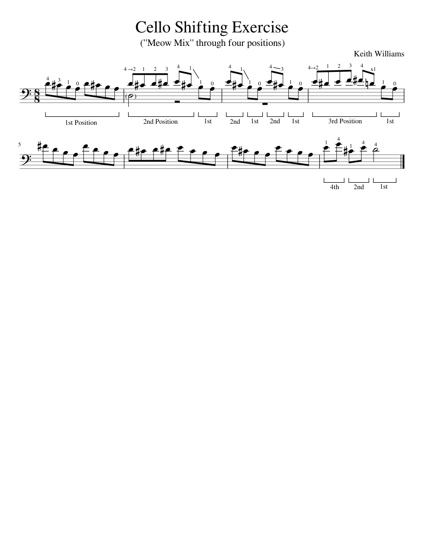 Cello Shifting Exercise Sheet music for Piano (Solo) Easy | Musescore.com